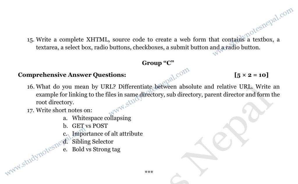 Web Programming I | BIM 3rd Semester | Question Bank » STUDY NOTES NEPAL