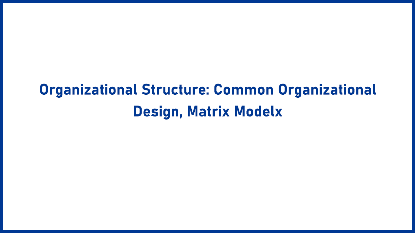 Organizational Structure: Common Organizational Design, Matrix Modelx ...